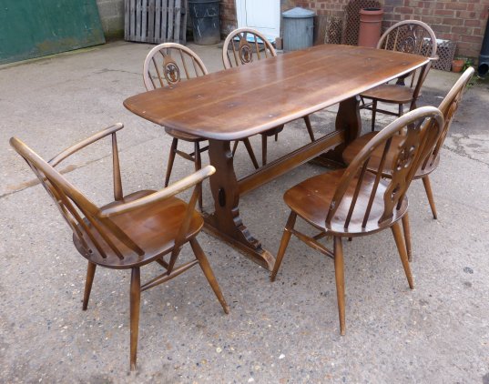 Secondhand Vintage and Reclaimed 60 s Vintage Ercol Table and Chairs Walton on Thames Surrey